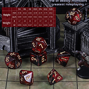 CiaraQ Polyhedral Dice Set with Black Pouches, Compatible with Dungeons and Dragons DND RPG MTG Table Games