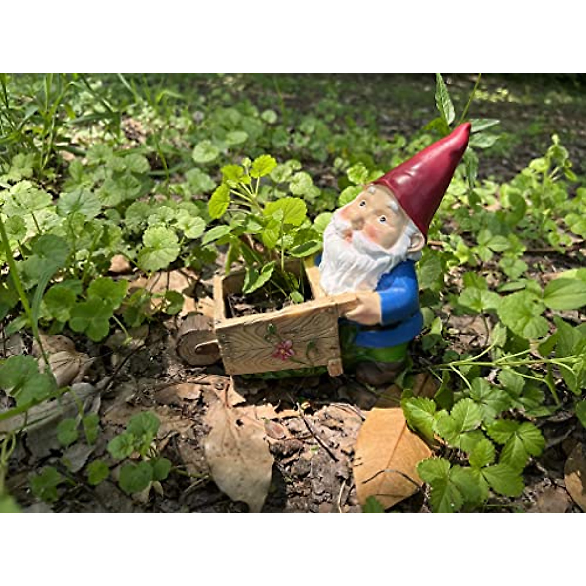 Cliocoo Garden Gnome Statue Planter-Funny Resin Gnome Figurine Holding a Wheelbarrow, Fairy Garden Gnome, Outdoor Décor for Home Lawn Yard Patio, 5.9 Inch (Gnome Holding Wheelbarrow)