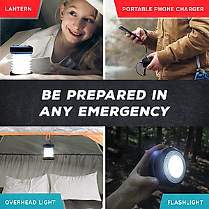 KIZEN Solar Camping Lantern - LED Lanterns for Power Outages, Camping Lights, Emergency Flashlight - Collapsible Lamp, Rechargeable W/ Solar or Plug