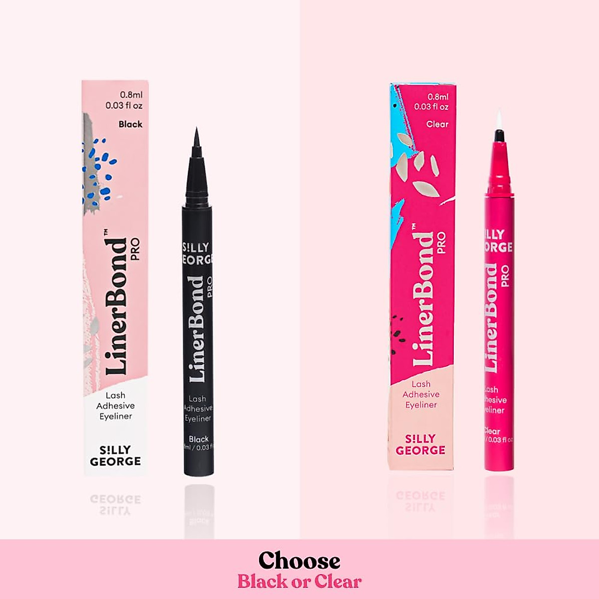 Silly George LinerBond Pro | Strong Lash Adhesive Eyeliner | No Magnets or Glue, Mess Free, Lightweight, Long Wear, Weatherproof (Clear)
