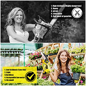 Zeeksaw Mini Chainsaw Cordless Battery Powered, Upgraded 4 in Handheld Portable Operated with Oiling System, Electric Chainsaws for Garden Yard Camping -Time Saver