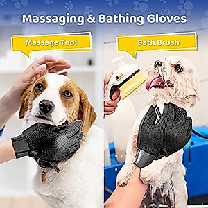 Dog and Cat Self Cleaning Slicker Brush & Pet Hair Removal Gloves for Cats and Dogs - Great for Deshedding/Grooming - Perfect for Long and Short Pet Hair - Great for Pets With Sensitive Skin