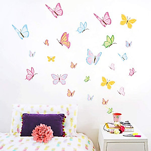 Colorful Butterfly Wall Decals Vibrant Butterflies Wall Stickers Kids Butterfly Wall Stickers for Girls Room Bedroom Nursery Decor