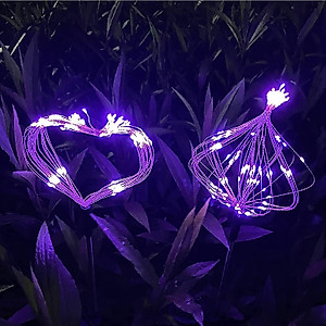 JJGoo Solar Garden Lights Solar Firework Lights, 2 Pack 150 LEDs 2 Lighting Modes Solar Lights Outdoor Waterproof for Garden Patio Walkway Pathway Party Wedding Christmas Decorative - Purple