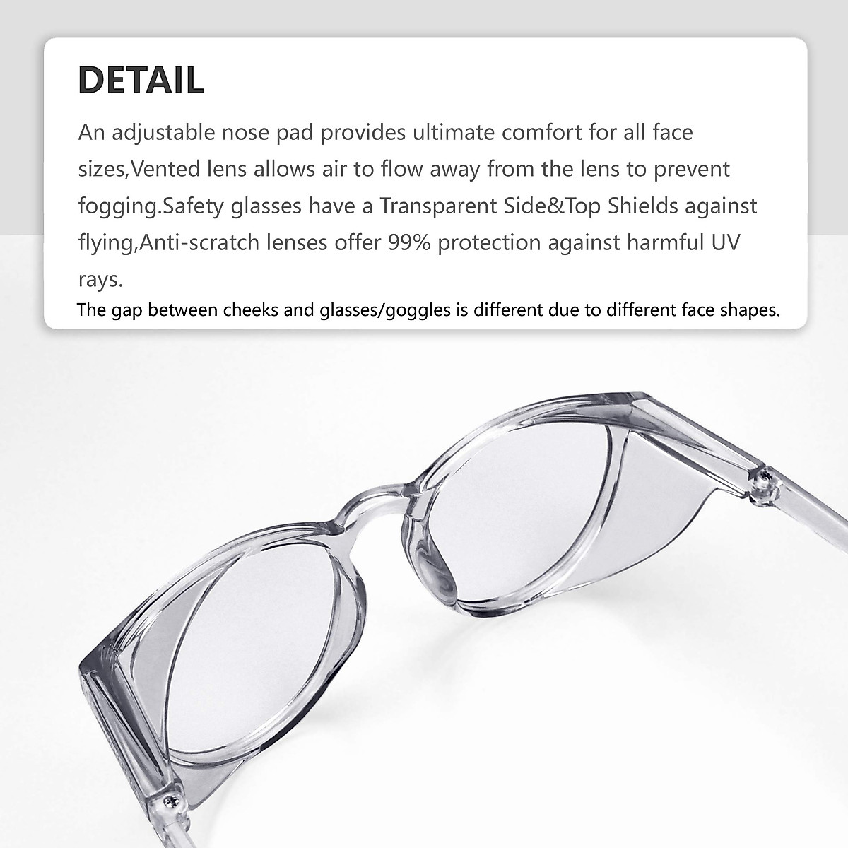 LeonDesigns Anti-Fog Stylish Round Safety Glasses Side Shields | UV Eye Protection HD Blue Light Blocking Glasses | Comfortable Clear Lab Goggles for Men and Wome (Black)