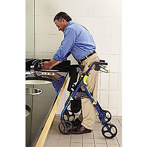 Medline Premium Empower Rollator Walker with Seat, Folding Rolling Walker with 8-inch Wheels, Blue