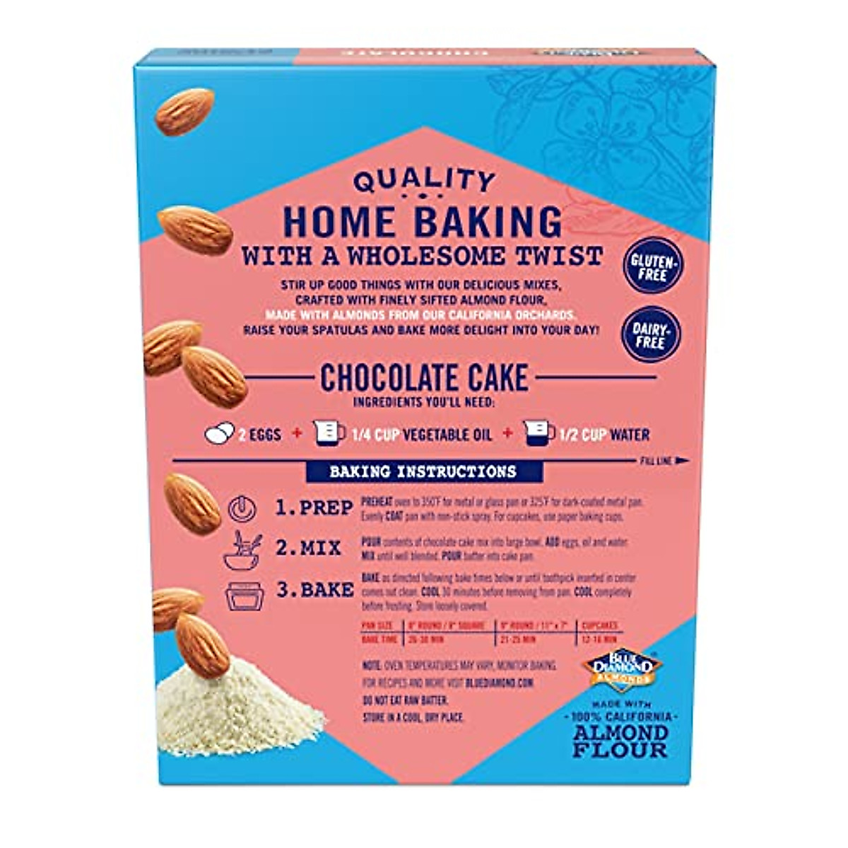 Blue Diamond Almonds Flour Gluten-Free Baking Mix, Chocolate Cake, Multicolor, 12.5 Oz