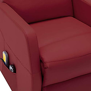AJSEOYBS Massage Recliner,Chair Adjustable Home Theater Seating,Single Recliner Sofa Chair,Stand-up Massage Recliner Wine Red Faux Leather