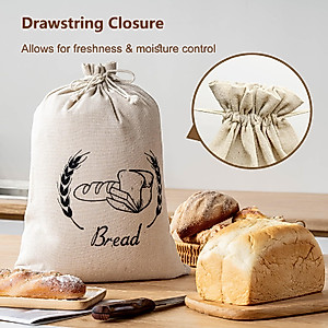 2 Pack Bread Bags for Homemade Bread Sourdough, Reusable Linen Sourdough Bread Bags with Plastic Lining, Large 17“×13” Homemade Bread Cloth Storage Bags for Artisan Bread, Round Loaf, Sourdough