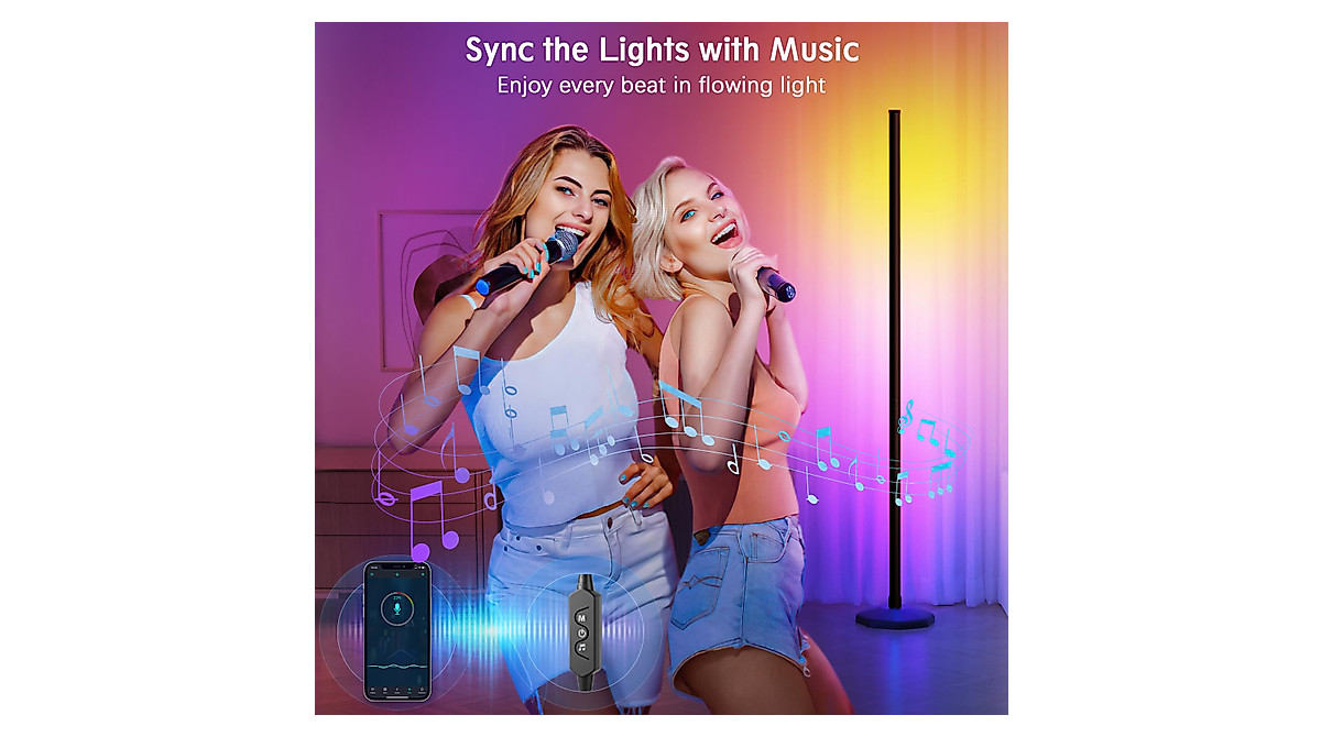 bedee LED Corner Floor Lamp - 65" RGB Mood Light