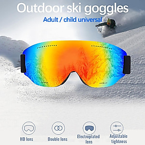 OSTF Ski Goggles Snow Sport Goggles, OTG Snowboard Goggles Anti Fog Snow Goggles for Women Men Youth UV Protection