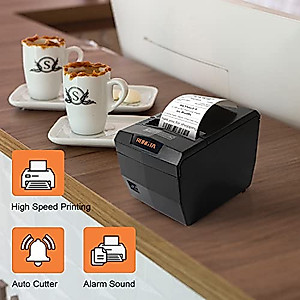 Rongta POS Printer, 80mm USB Thermal Receipt Printer, Restaurant Kitchen Printer with Auto Cutter Support Cash Drawer, USB Serial Ethernet Interface, Support Windows/Mac/Linux (RP327)