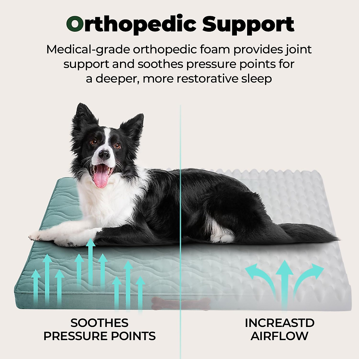 BALANCE Dog Crate Bed，Water-Resistant Orthopedic Dog Beds with Nonskid Bottom, Washable Kennel Bed Dog Mattress