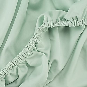 Waverly Cotton Cooling Solid Bedding Sheets & Pillowcases Set, Queen, Pale Green, 4 Piece