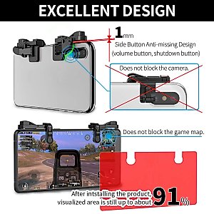【1 Pair】 IFYOO Z108 Mobile Gaming Controller Compatible with PUBG Mobile/Fortnitee Mobile/Call of Duty Mobile, Sensitive Shoot and Aim Trigger L1R1 Compatible with Android & iPhone