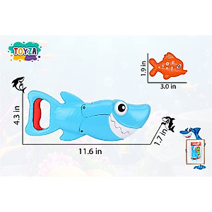 TOYZA Baby Bath Toys Shark Grabber/ Catch Game for Toddlers Boys - Girls with 4 Toy Fish Included for More Fun