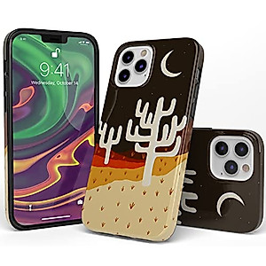Casely Case Compatible with iPhone 14 Pro Max | Compatible with MagSafe | Desert Nights | Cactus & Moon Western Colorblock Case