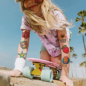 CHARLENT 148 PCS Glitter Summer Fruit Temporary Tattoos for Kids - Watermelon Pineapple Individual Tattoos for Boys Girls Pool Birthday Party Favors Goodie Bag Fillers