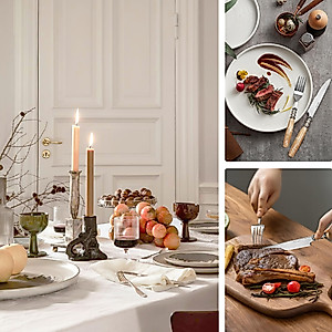 PUREAIN Laurel Silverware Set, 40 Pieces Flatware Set for 8, Vintage Cutlery Set with Champagne Acrylic Handle Including Fork Spoon and Knife, Dishwasher Safe