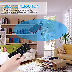 Key Finder, Simjar RF Item Locator with 1 Transmitter and 6 Receivers, 100ft Working Range Wireless Item Tracker Support Remote Control for Finding Pet, Wallet and Key