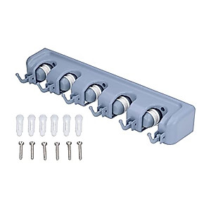 Wall Mounted Broom Rack, Lightweight Plastic Broom Stand Space Saving Easy Installation (Type B)