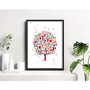 Math Symbols Tree Watercolor Art Print Mathematics Wall Decor Educational Poster Math Classroom Wall Art Mathematical Symbols Math Teacher Gift 8x10 inc. Unframed Print