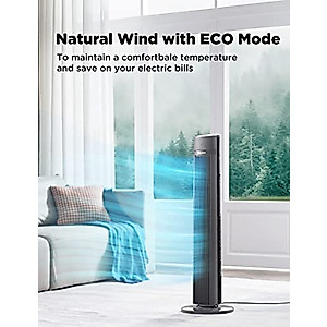 PELONIS 40''Oscillating Tower Fan | Remote Control | Quiet Stand Up | 3 Speed Settings | 3 Modes |15-Hour Timer | LED Display | for Bedroom Home Office Use| Black