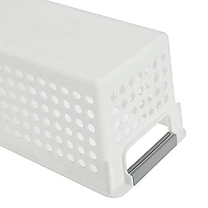 Bekith 6 Pack Plastic Storage Basket, Slim White Organizer Tote Bin Shelf Baskets for Closet Organization, De-Clutter, Accessories, Toys, Cleaning Products