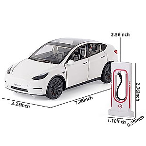 OANMYJJO Toy Cars Model Y 1/24 Zinc Alloy Diecast Metal Model Car, Pull Back Toy Model with Light and Music, Suitable for Children Aged 3 and Above as Gifts(Model Y White)