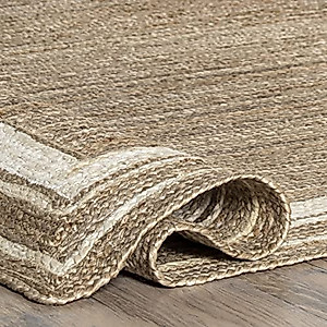 nuLOOM Rikki Coastal Braided Jute Area Rug, 6' x 9', Off-white