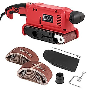Excited Work 7Amp Belt Sander with 20 Pcs Sanding belt, 3 x 18 Inch Belt Sander with Screw Clamps,Dust bag — Sanders for Derusting, Stripping Paint and Polishing,EWBS01D