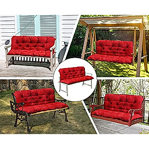COSNUOSA Swing Replacement Cushions Waterproof Porch Swing Cushions 2-3 Seater Outdoor Swing Cushions for Outdoor Furniture Red 60x40 Inches