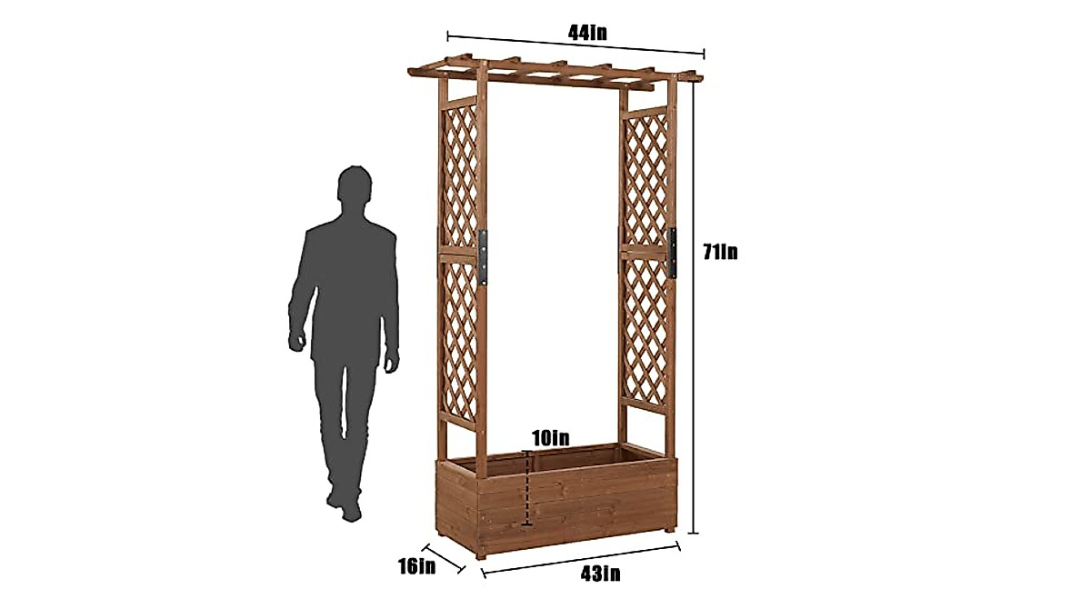 AMERLIFE 71" Wood Planter with Trellis for Climbing Plants