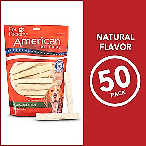 Pet Factory American Beefhide 5" Chip Rolls Dog Chew Treats - Natural Flavor, 50 Count/1 Pack