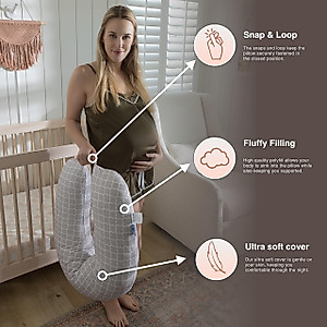Pharmedoc Crescent Pregnancy Pillows - Body Pillow for Adults - Side Sleeper – Maternity and Nursing Pillow Breast Feeding - Pregnancy Must Haves - Arabesque Grey