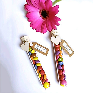 KINDPMA 20Pcs 18ml Clear Plastic Test Tubes 18x105mm with Cork Stoppers Tube Holder Candy Test Tubes for DIY Flowers Crafts Candy Bath Salts Storage Halloween Christmas Science Lab Wedding Party Favor