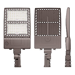 BBESTLED 320W LED Parking Lot Light Commercial Slip Fitter Mount,LED Sport Court Lights Outdoor, UL DLC Listed 44800LM IP65 5000K Commercial Area Street Pole Lighting 100-277VAC Input Brown