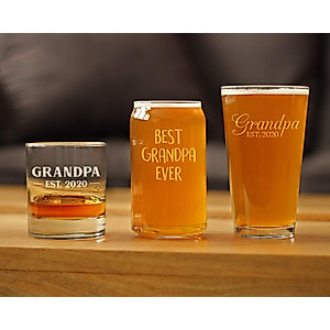 Best Grandpa Ever - Stemless Wine Glass Gift for Grandfathers & Dads - Fun Birthday Glassware - Large Glasses