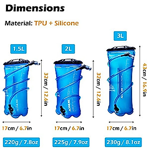 TRIWONDER 1.5-2-3L BPA Free Hydration Bladder Water Reservoir for Bicycling Hiking Camping Backpack (1.5L / 50oz (TPU))