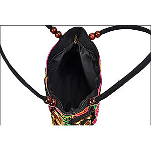 Embroidered Canvas Top Handle Handbags for Women,Ladies Casual Vintage Handbag Tote Bag