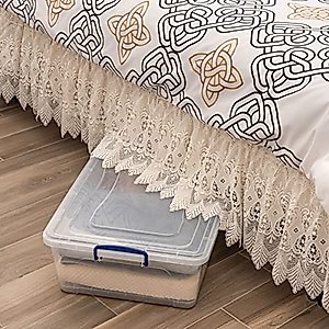 Superio Under Bed Clear Storage Bin with Lid, Stackable Plastic Storage Container with Latch Closure (42 Quart- Under Bed)
