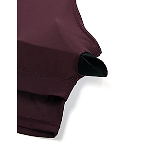 CRZ YOGA Women's High Neck Longline Sports Bra - Padded Racerback Yoga Bra Crop Tank Top with Built in Shelf Bra Dark Russet Medium