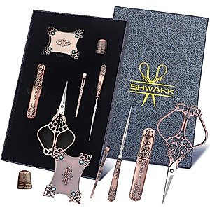 SHWAKK Embroidery Scissors Kit, Vintage Scissors with European Style, Vintage Sewing Kit for Crafting, Sewing, Needlework, Handcraft DIY Tools(Bottle Shape)