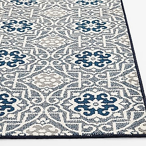 LOOMAKNOTI Tecopa Kidore 8' x 10' Blue Geometric Indoor/Outdoor Area Rug