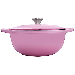 Flavehc Dutch Oven Pot with Lid 4.8 qt Cast Iron Dutch Oven for Bread Baking Pink Enameled Cast Iron Dutch Oven with Handels