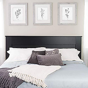 Pemberly Row Traditional Wood King Flat Panel Headboard in Black