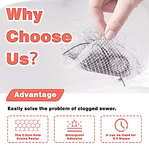 24 Pack Disposable Shower Drain Hair Catcher for Shower, Hair Stopper for Shower Drain Hair Catcher Mesh Stickers for Bathtub, Bathroom, Kitchen