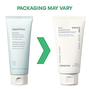 innisfree Bija Clarifying Cleansing Foam with Salicylic Acid and Castor Seed Oil, Korean Face Wash, Sulfate Free