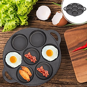 Cabilock 6 Cup Egg Frying Pan Non Stick Egg Burger Steak Pan Breakfast Skillet Cooker Multipurpose Pancake Pan Omelet Cooker Griddle