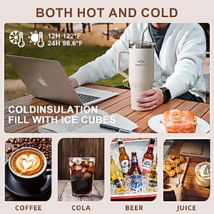 Tamarac 40 oz tumbler With Handle and Straw Lid Travel Mug Straw Covers Cup with Lid Travel Mug Vacuum Insulated Stainless Steel Mug with Sip-It-Your-Way Lid